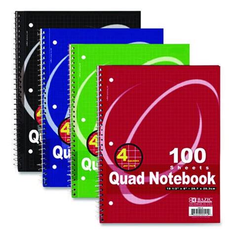 Bazic® Products Spiral Notebooks 1 Subject Quadrille Rule 4 Sq In Randomly Assorted Cover