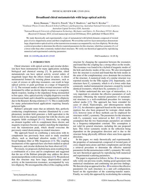 Pdf Broadband Chiral Metamaterials With Large Optical Activity