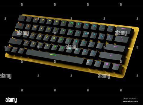 Yellow Computer Keyboard With Rgb Colors Isolated On Black Background 3d Rendering Of Streaming