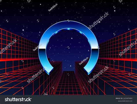 Synthwave Frame Chrome Arc 80s Styled Stock Vector Royalty Free