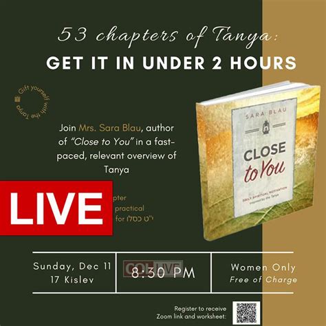 Live Womens Course To Bring Tanya Close To You