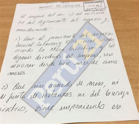 Congresistas Presentan Moción De Censura Con Puño Y Letra Contra Daniel
