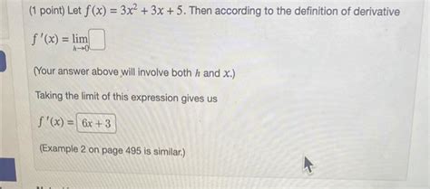 Solved 1 Point Let F X 3x2 3x 5 Then According To The