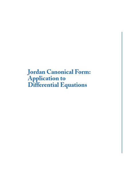 Jordan Canonical Form Applications Steven H Weintraub Pdf Eigenvalues And Eigenvectors