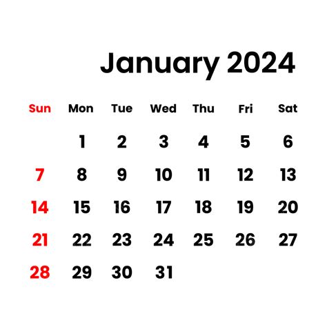 January 2024 Calendar Black And White Candi Corissa
