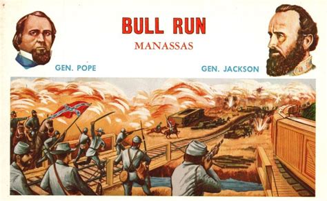 Vintage Postcard Bull Run Manassas Gen Pope And Gen Jackson Battle Of