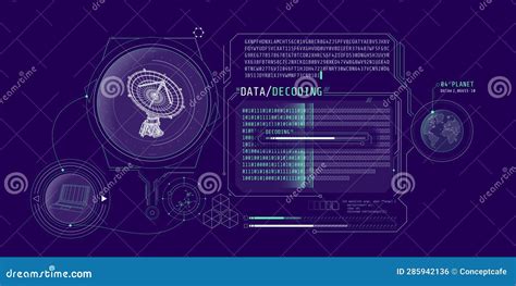 Interface Screen For Decoding Radio Telescope Data Stock Vector Illustration Of Laptop Space
