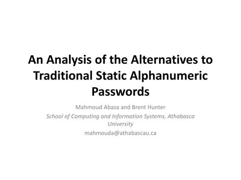 Ppt Analysis Of Alternatives To Traditional Passwords Powerpoint Presentation Id 3063968