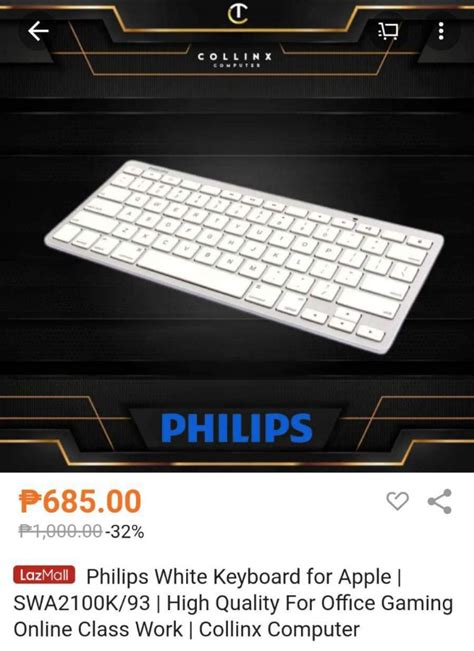 Philips White Keyboard For Apple Lightning Computers And Tech Parts