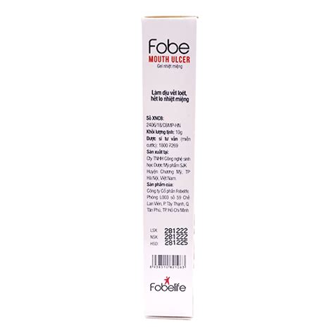 Gel Fobe Mouth Ulcer Hỗ Trợ Giảm Nhiệt Miệng Tuýp 10g Nhà Thuốc Hoàng