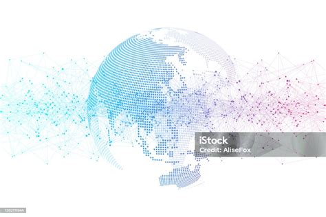 글로벌 소셜 네트워크 네트워킹 및 데이터 연결 개념입니다 전 세계 인터넷 및 기술 신경총 라이트 라인으로 연결된 동적 파도 가상 디지털 컴포지션 벡터 그림입니다 개념에 대한