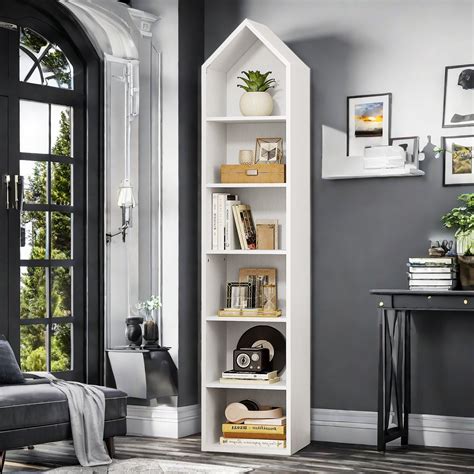 Wade Logan Brynesha 72 8 H 6 Tier Narrow Bookshelf Modern Display Shelving Storage Rack