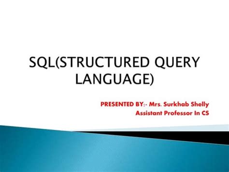 Introduction To Sql Pptx