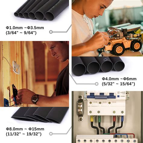 450 Pcs Heat Shrink Tubing Kit 14 Sizes Black Heat