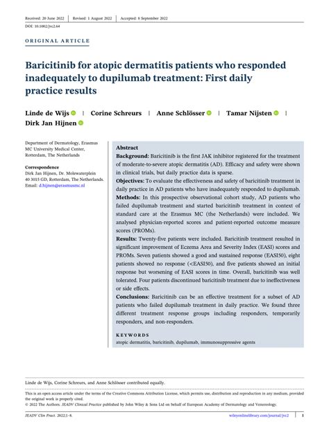 Pdf Baricitinib For Atopic Dermatitis Patients Who Responded Inadequately To Dupilumab