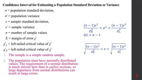 Estimating A Population Standard Deviation Or Variance Pptx Physics Science