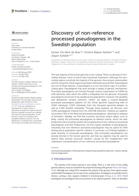 Pdf Discovery Of Non Reference Processed Pseudogenes In The Swedish