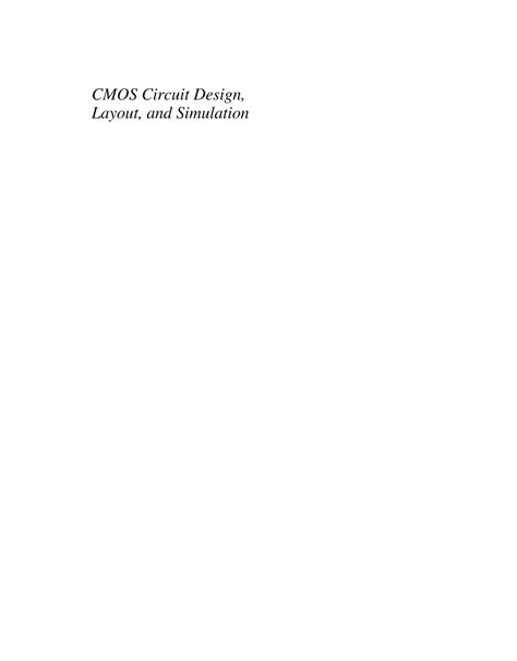 Solution Baker Cmos Circuit Design Layout And Simulation 4th Edition