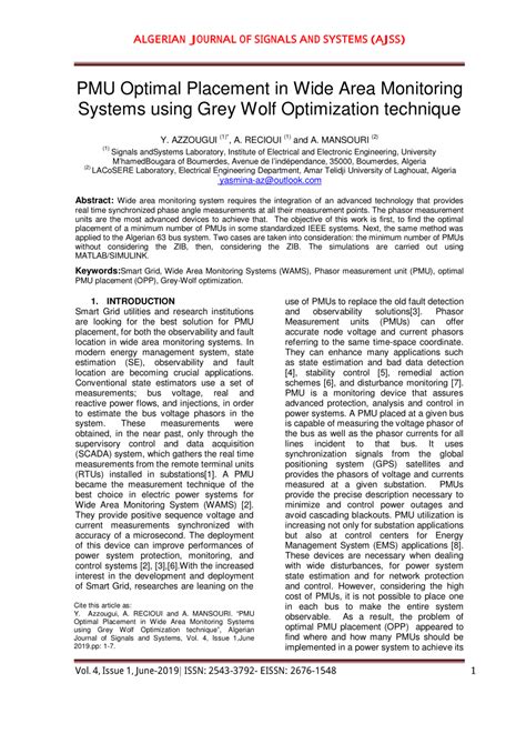 Pdf Pmu Optimal Placement In Wide Area Monitoring Systems Using Grey