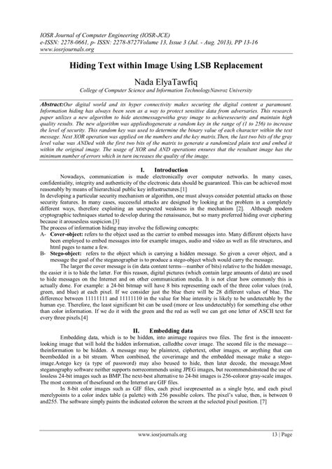 Pdf Hiding Text Within Image Using Lsb Replacement