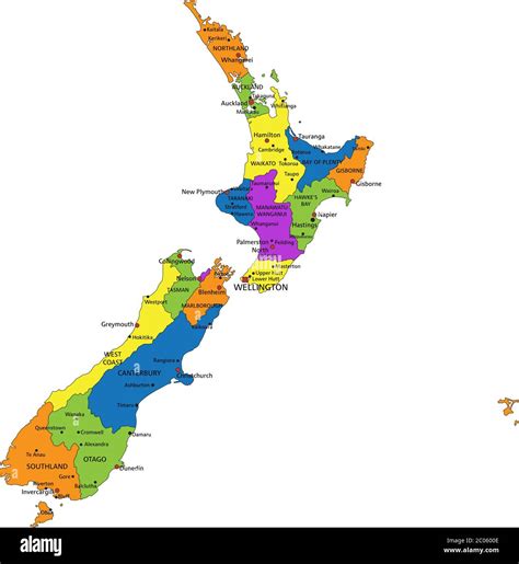 Mapa Politico De Nueva Zelanda