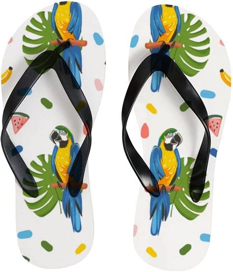 Gzhjmy Flip Flops Slippers Tropical Birds Colorful Leaves Floral Polka