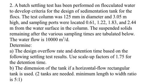 Solved A Batch Settling Test Has Been Performed On Chegg