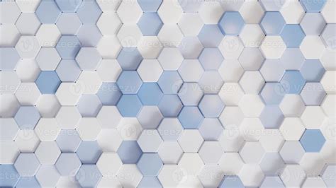3d Futuristic Blue Hexagon Mosaic Background Realistic Geometric Mesh Cells Texture Abstract