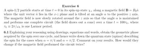 solved exercise 6 a spin 1 2 particle starts at time t 0