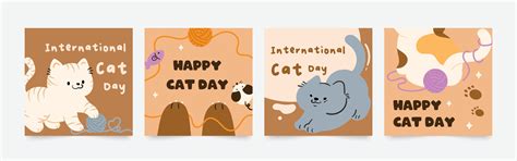 Happy International Cat Day Square Cover Set Cute Cats And Funny