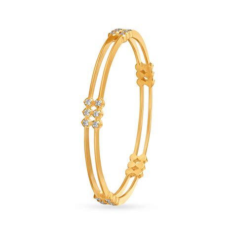 Sleek Diamond Encrusted Gold Bangle