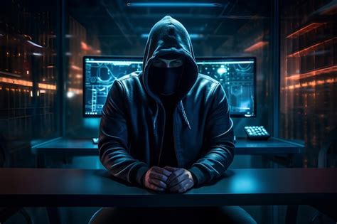 Hacker In Dark Room Internet Crime Concept Generative Ai Premium Ai