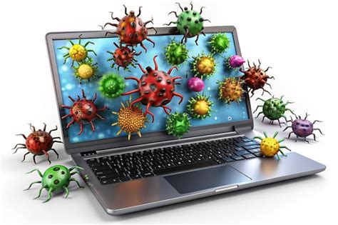 Computer Virus Bugs Clip Art Infested Laptop With Nasty Bugs Premium