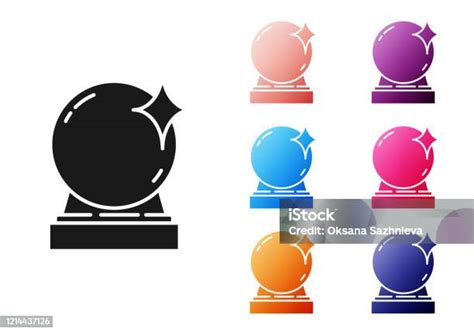 흰색 배경에 격리 된 검은 매직 볼 아이콘입니다 크리스탈 볼 다채로운 아이콘을 설정합니다 벡터 일러스트레이션 0명에 대한 스톡 벡터 아트 및 기타 이미지 Istock