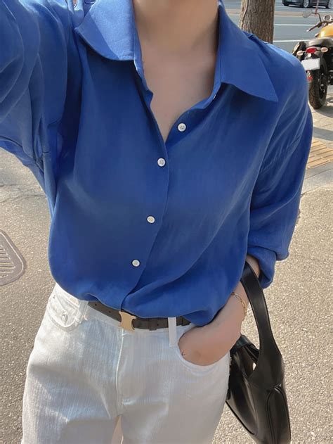 DAZY Solid Button Front Drop Shoulder Shirt SHEIN USA