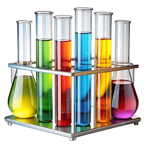 Colorful Test Tubes On Metal Rack Laboratory Experiment Clipart