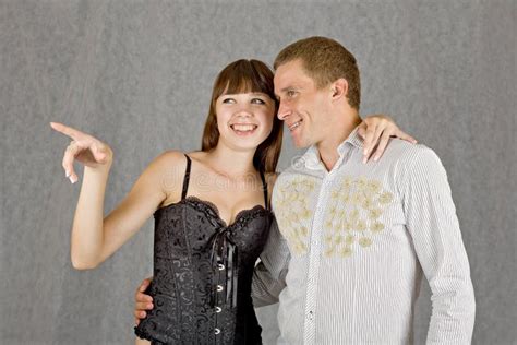 A Guy And A Girl Facing The Same Direction Stock Image Image Of