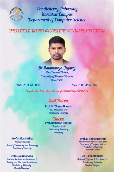 International Webinar On Generative Models And Applications Department Of Computer Science