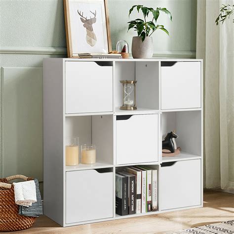 White Open And Closed 9 Cube Shelving Display Unit Woo