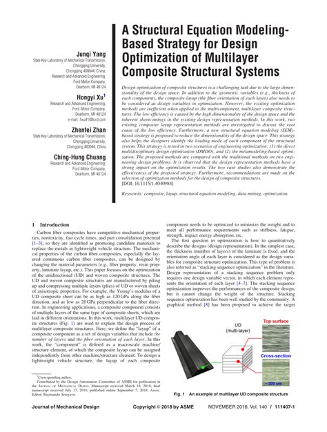 PDF A Structural Equation Modeling Based Strategy For Design Optimization Of Multilayer