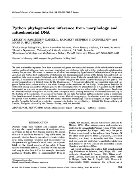 Pdf Python Phylogenetics Inference From Morphology And Mitochondrial Dna