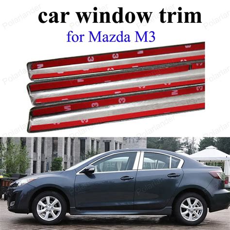 Stainless Steel Full Car Window Trim Car Styling Decoration Strips For M Azda M3 With Center