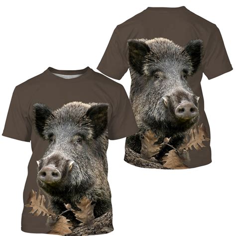 Sanglier Tee Shirt Chasseur Marron Forêt Chasse Aux Sangliers Cts