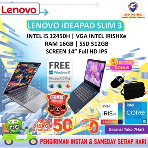 Jual Lenovo Ideapad Slim Intel I H Ram Gb Ssd Gb Full Hd Ips Shopee Indonesia