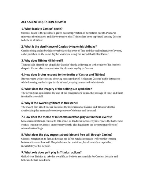 Cassius And Titinius Fate And Guilt Pdf