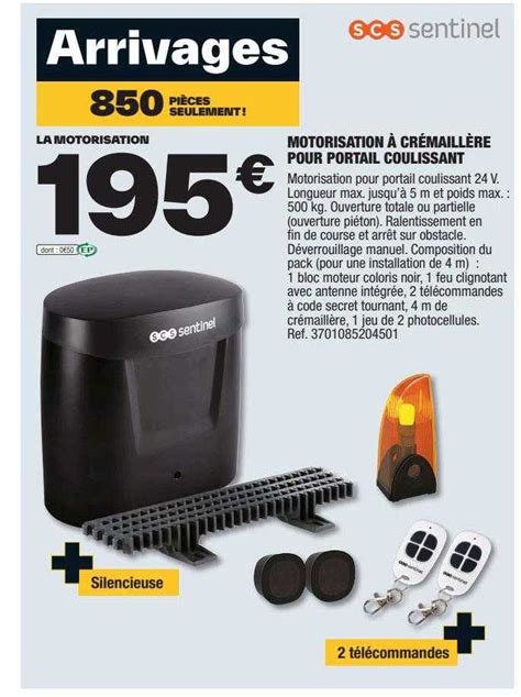 Promo Motorisation à Crémaillère Pour Portail Coulissant Scs Sentinel