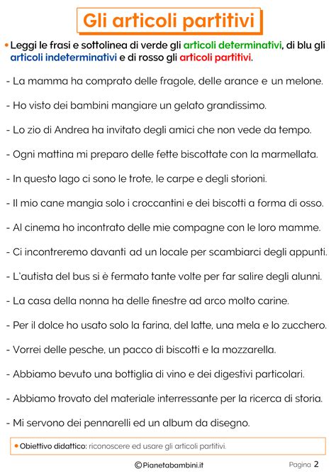 Articoli Partitivi Esercizi Per La Scuola Primaria PianetaBambini It