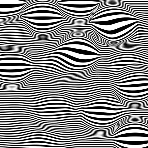 Horizontal Curved Wavy Lines Pattern Raster Seamless Texture With Black And White Waves