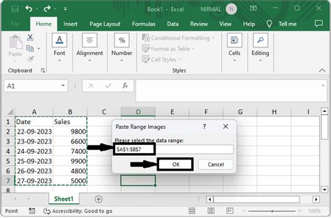 Excel 如何将一系列单元格粘贴为Excel中消息正文的图像 极客笔记