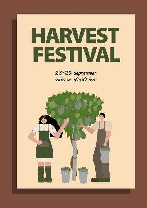 Harvest Festival Poster Featuring A Young Woman And A Man Harvesting
